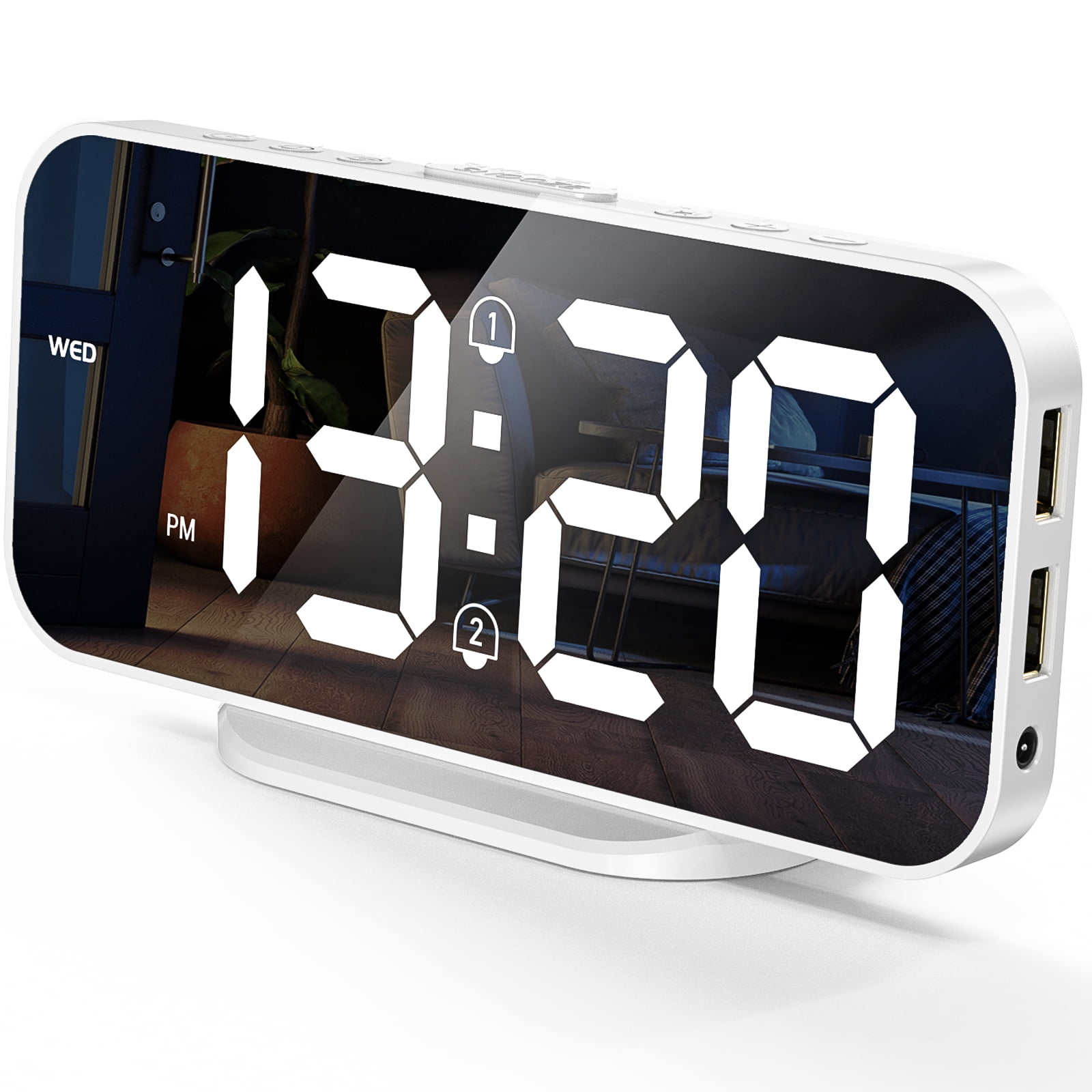 EDUP HOME Digital Alarm Clocks, LED Mirror Electronic Clock, Snooze ...