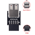 2X 9Pin to 2 Port USB Adapter Connector PC Internal Motherboard 9Pin to ...