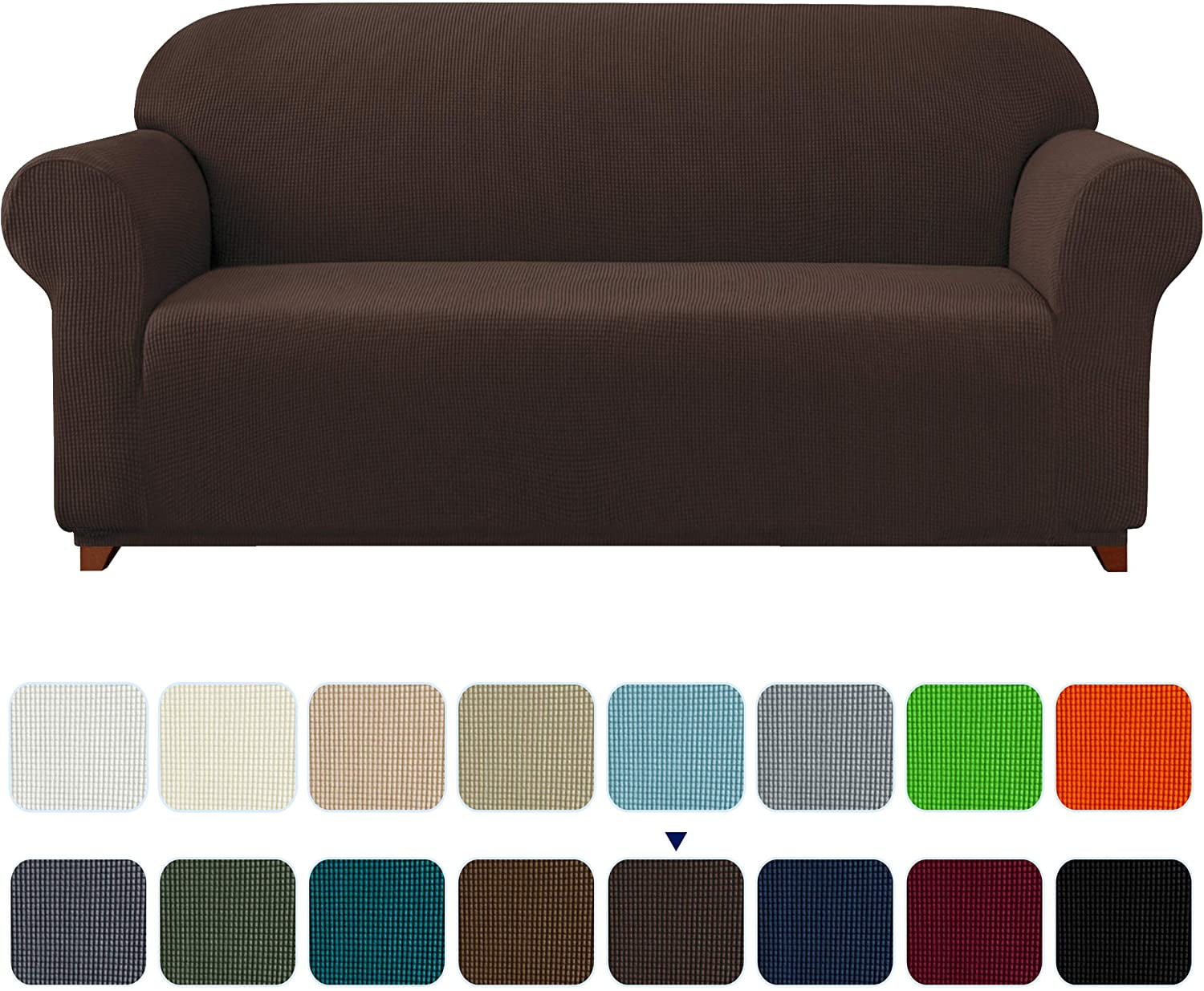 Subrtex Stretch 1-Piece Textured Grid Slipcover Sofa Cover, Chocolate ...