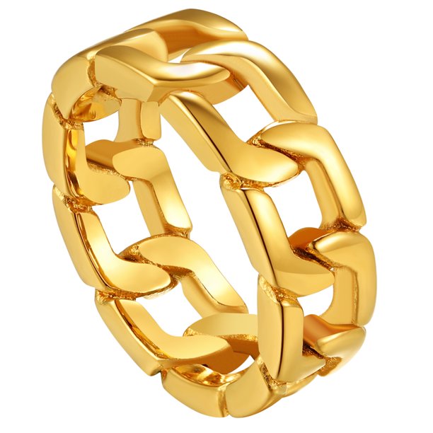 ChainsProMax Gold Rings for Men Rapper Chain Ring Size 7 18K Real Gold ...