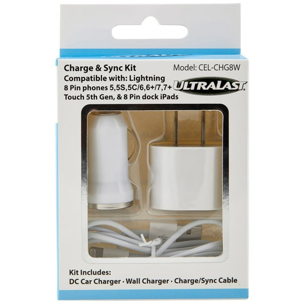 Ultralast CEL-CHG8W Charge & Sync Kit with Lightning Cable (White ...