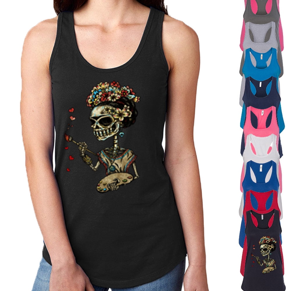 Sugar Skull Paint Heart Tank Top Skull Tank Color Black Small - Walmart.com