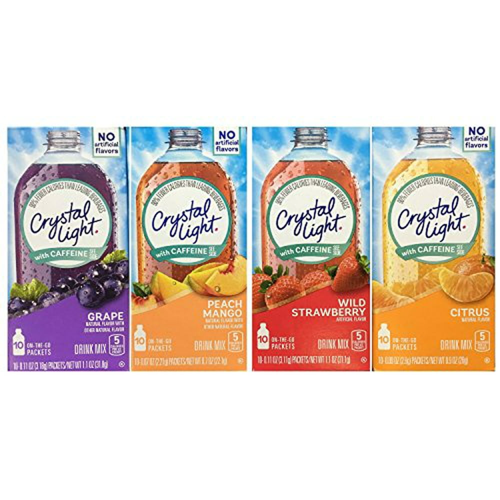 Crystal Light With Caffeine Variety Pack (40 Total Packets) Gluten Free ...