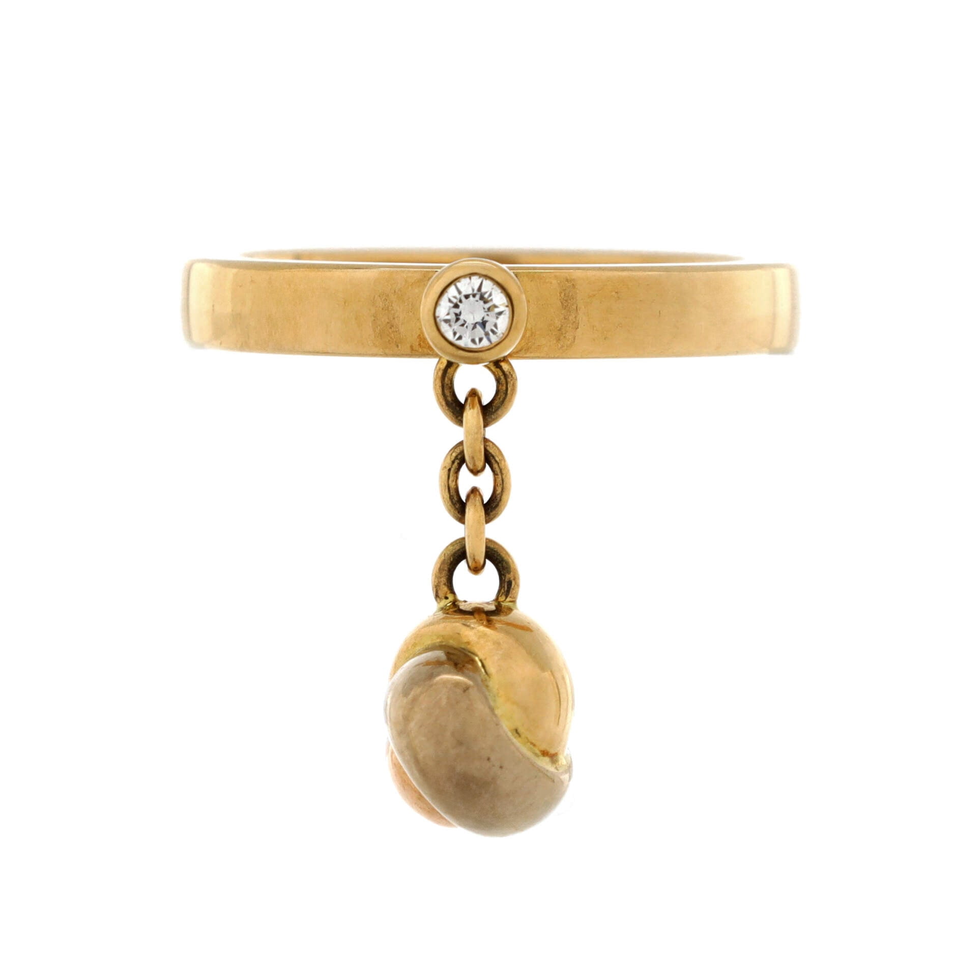 Pre-Owned Trinity Knot Charm Ring 18K Yellow Gold with 18K Tricolor ...