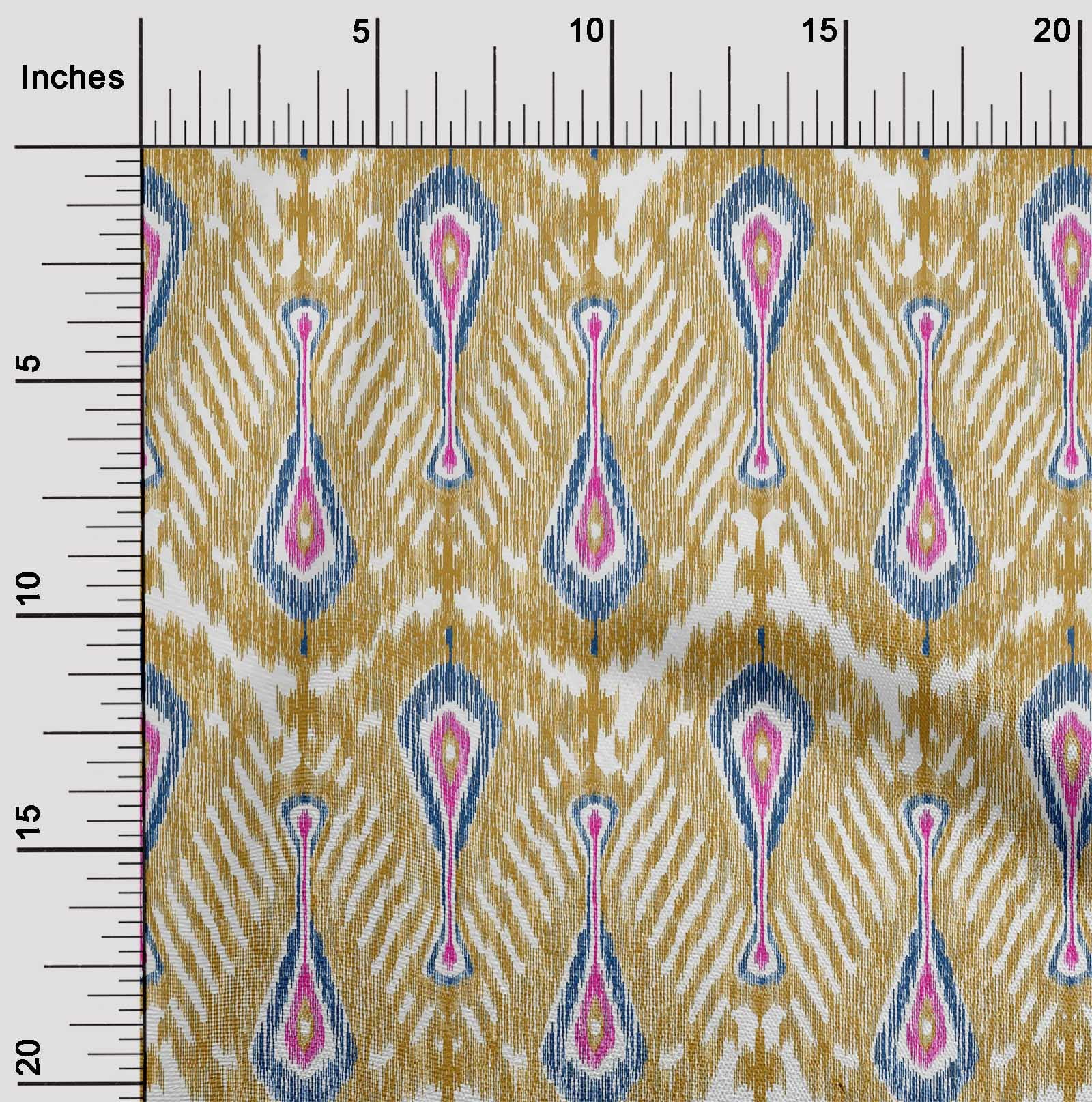 oneOone Silk Tabby Fabric Big Motif Ikat Print Fabric By Yard 42 Inch ...