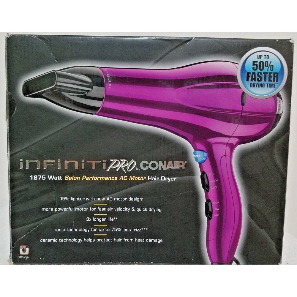 Conair Infiniti Pro 1875 Watt Salon Performance Motor Hair Dryer Fuscia ...