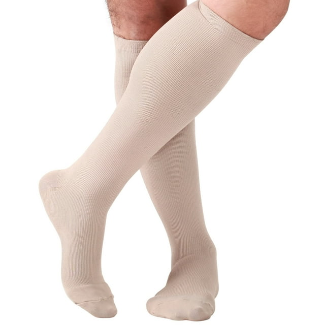 Made in USA - Mens Compression Socks 15-20 mmHg for Post Surgery - Tan ...