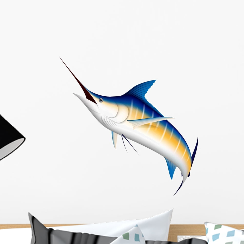 Realistic Blue Marlin Fish Wall Mural by Wallmonkeys Peel and Stick ...