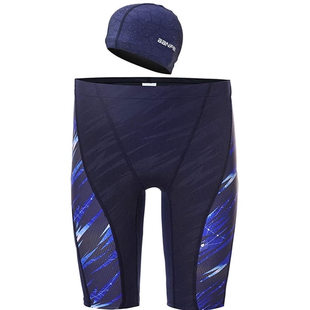Swimsuits Jammers for Men Swimming Short Trunks Solid Pants with Cap ...