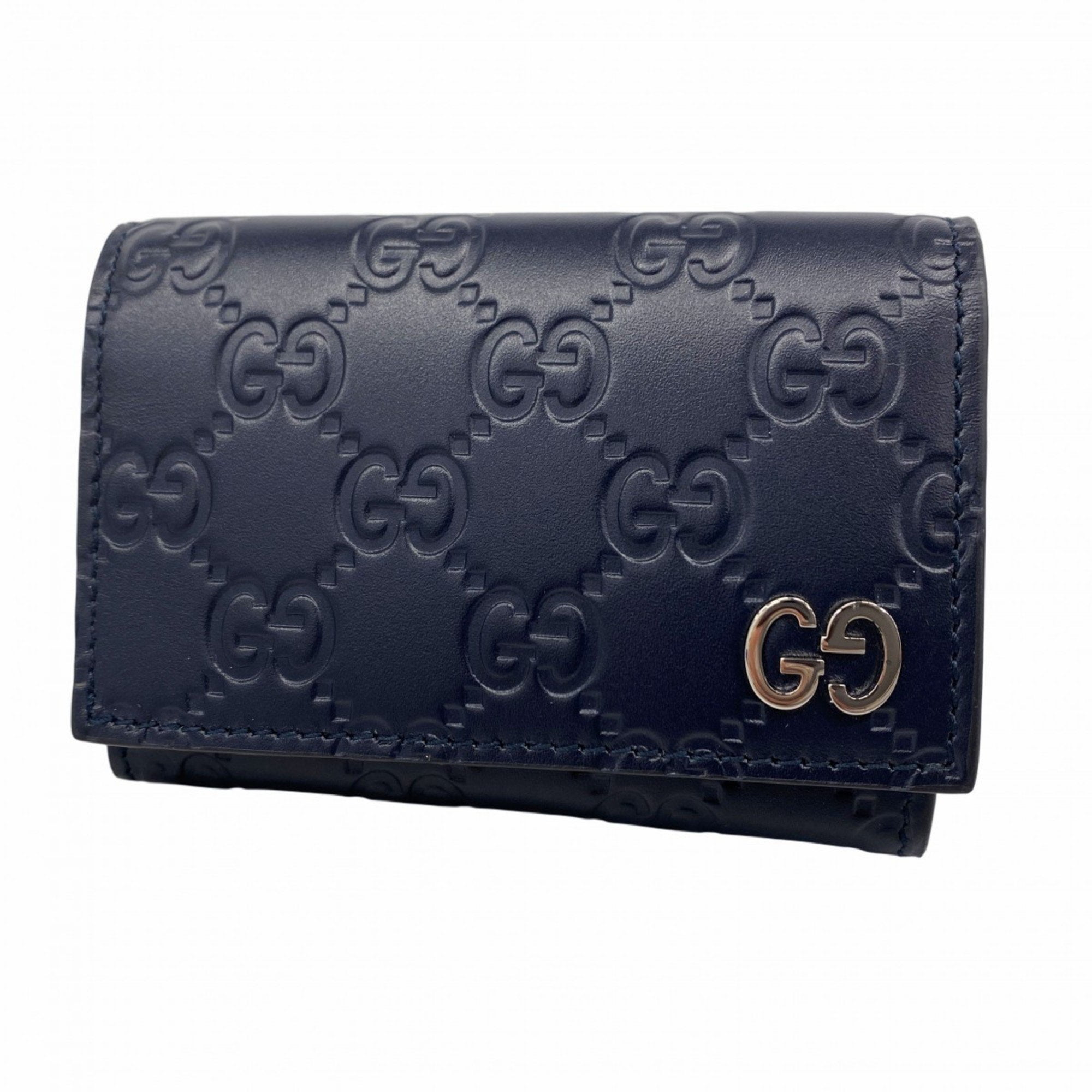 Pre-Owned Gucci Business Card Holder Guccissima Durian 473923 Leather ...