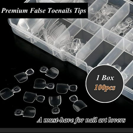 100 Pieces Fake Toenails in 10 Sizes False Toenails Full Cover ...
