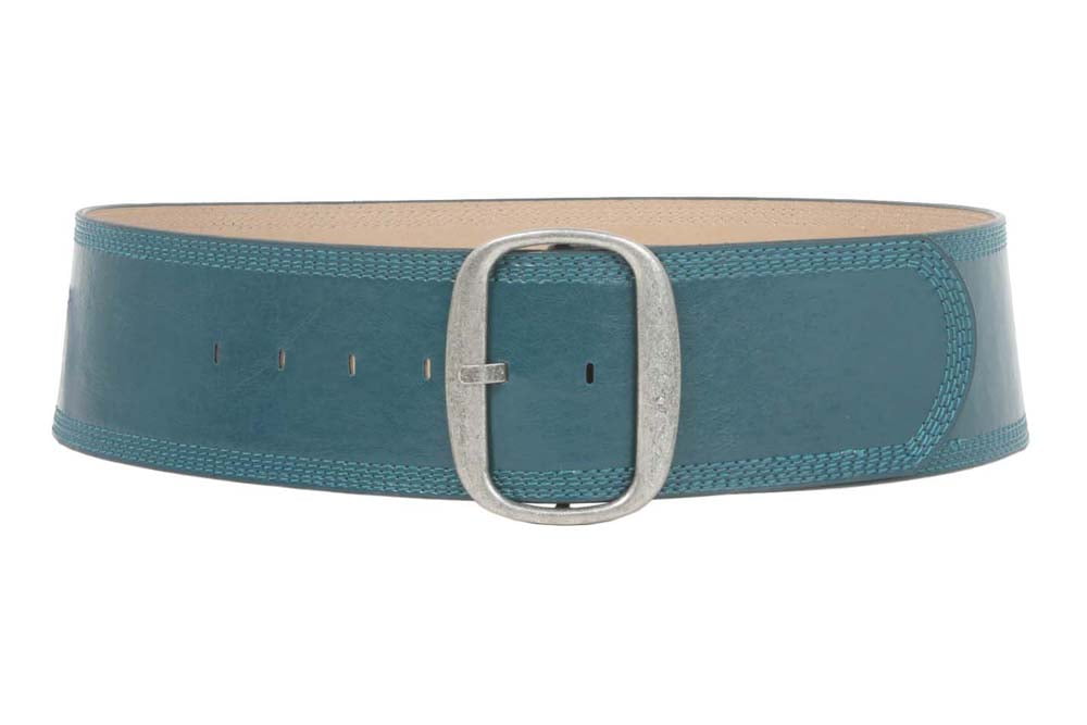 Women's 3" (75 mm) Wide Oval Tone-on-tone Stitching Edged Contour Belt ...