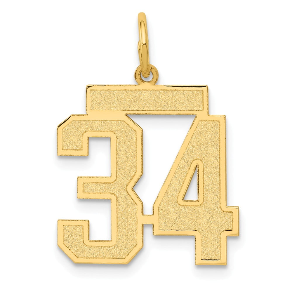 FB Jewels 14K Yellow Gold Medium Satin Number 34 Charm - Walmart.com