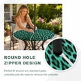 Round Outdoor Tablecloth with Umbrella Hole and Zipper, Green Leopard ...