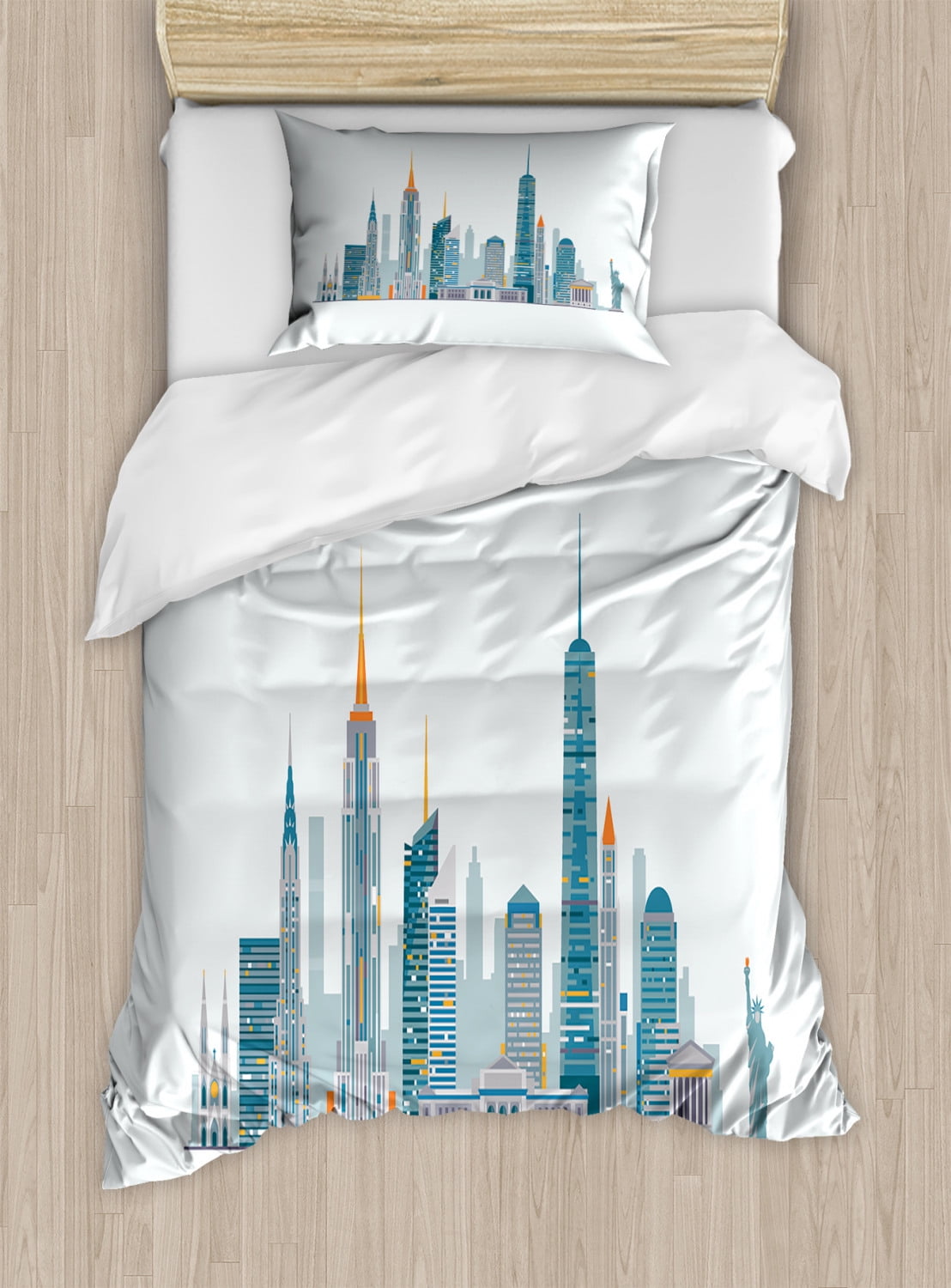 NYC Duvet Cover Set Twin Size, Megacity New York Big Apple Famous ...
