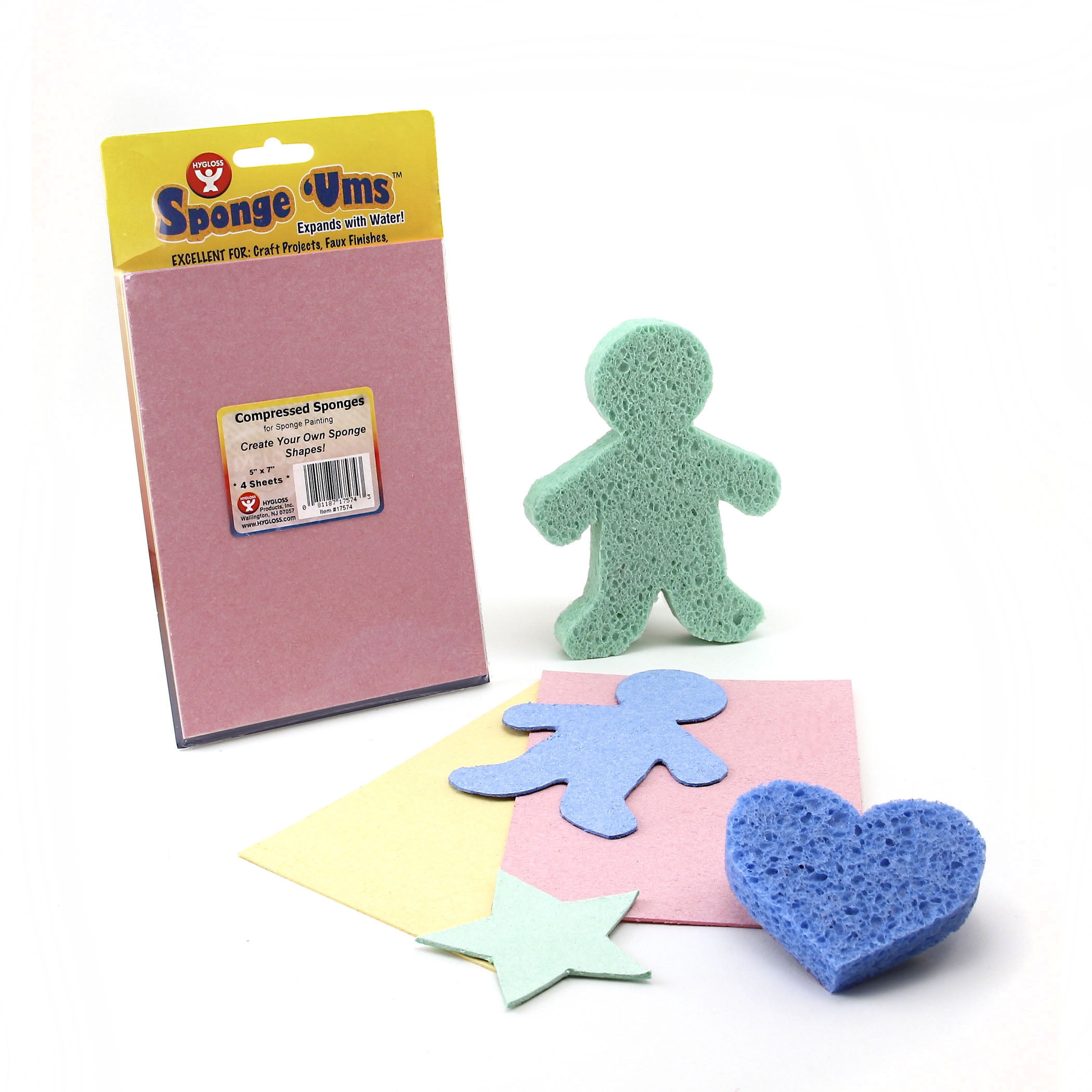 Hygloss® Compressed Sponge Sheets, 5" x 7" - 4 sheets per pack, 3 packs ...