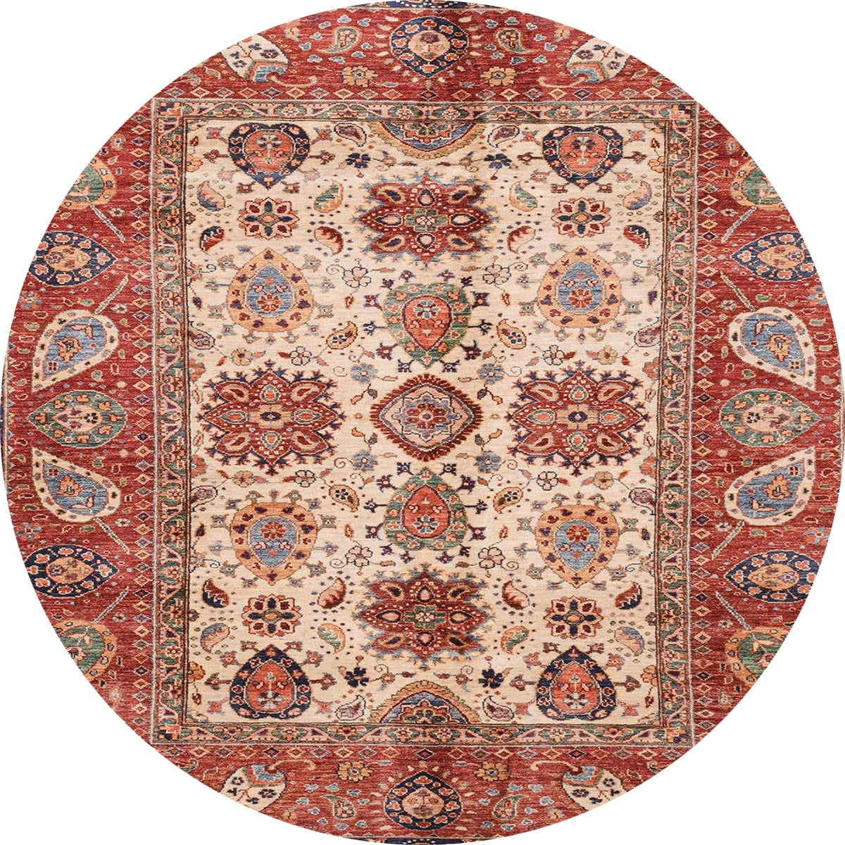 Ahgly Company Indoor Round Abstract Brown Oriental Area Rugs, 8' Round ...
