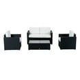 Outsunny 4 Piece Cushioned Outdoor Rattan Wicker Sofa Sectional Patio ...