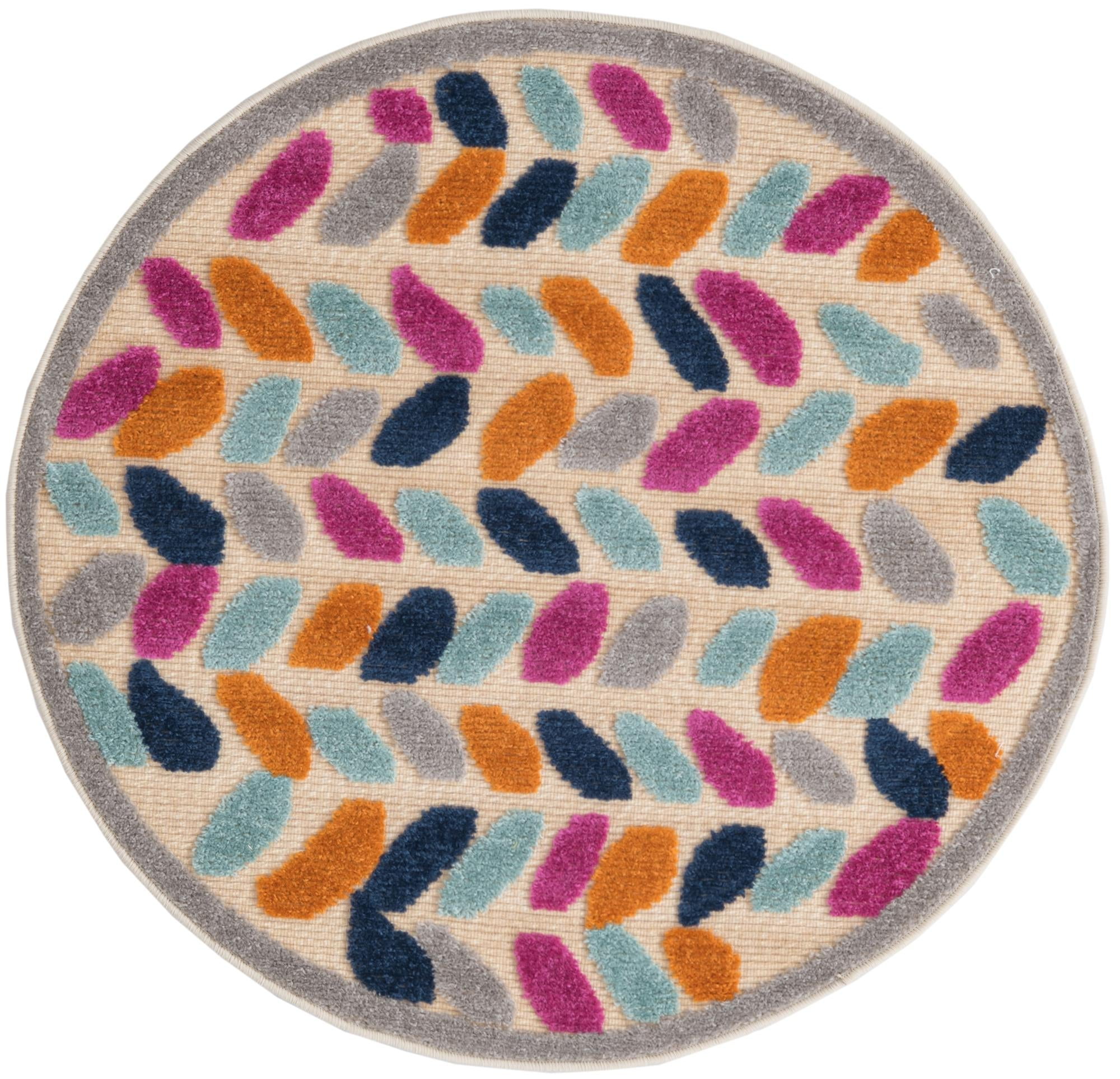 Rugs.com Aruba Outdoor Collection Rug – 3 Ft Round Beige Low-Pile Rug ...