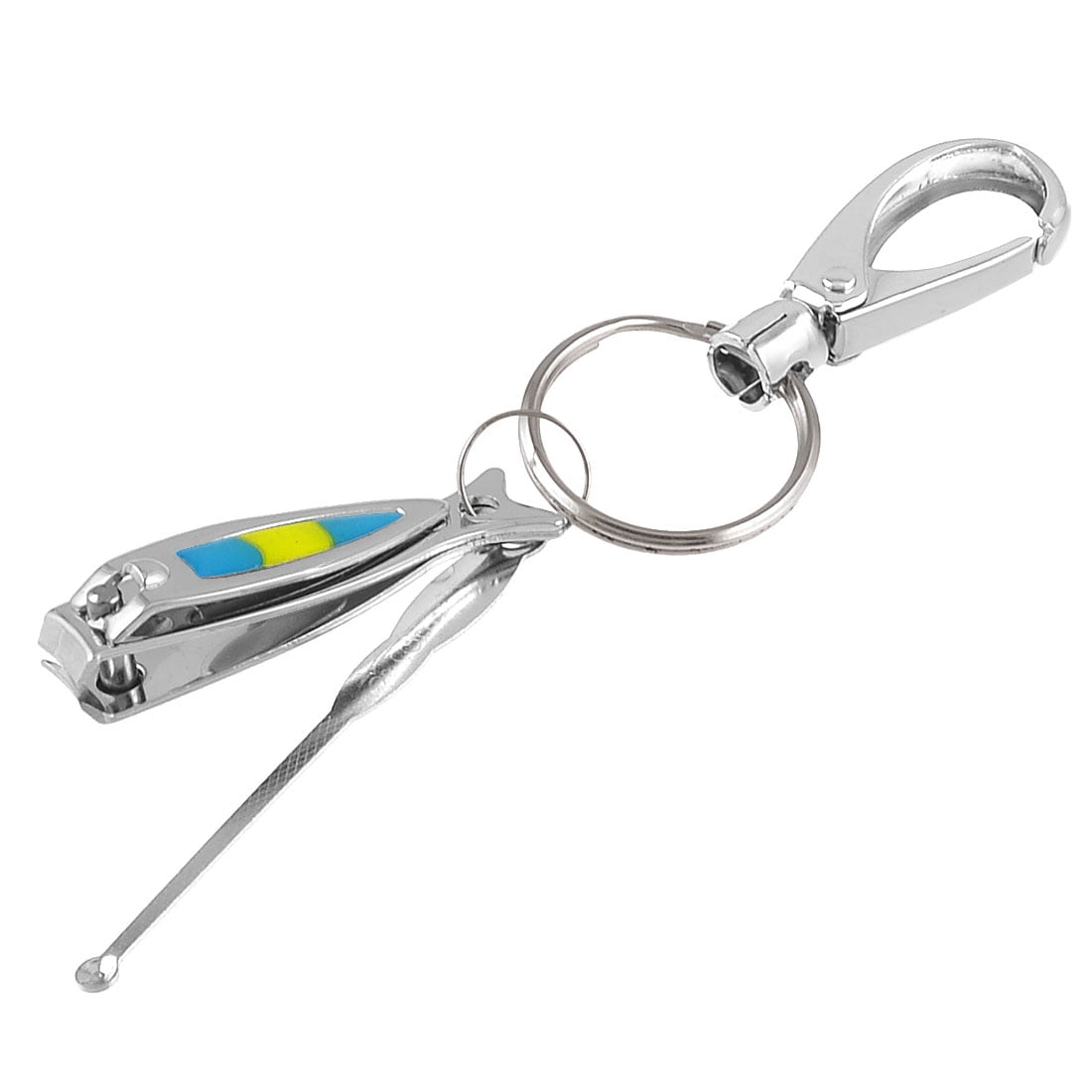 Turquoise Yellow Stripe Nail Toe Clipper Pedicure Ear Cleaner Keyring ...