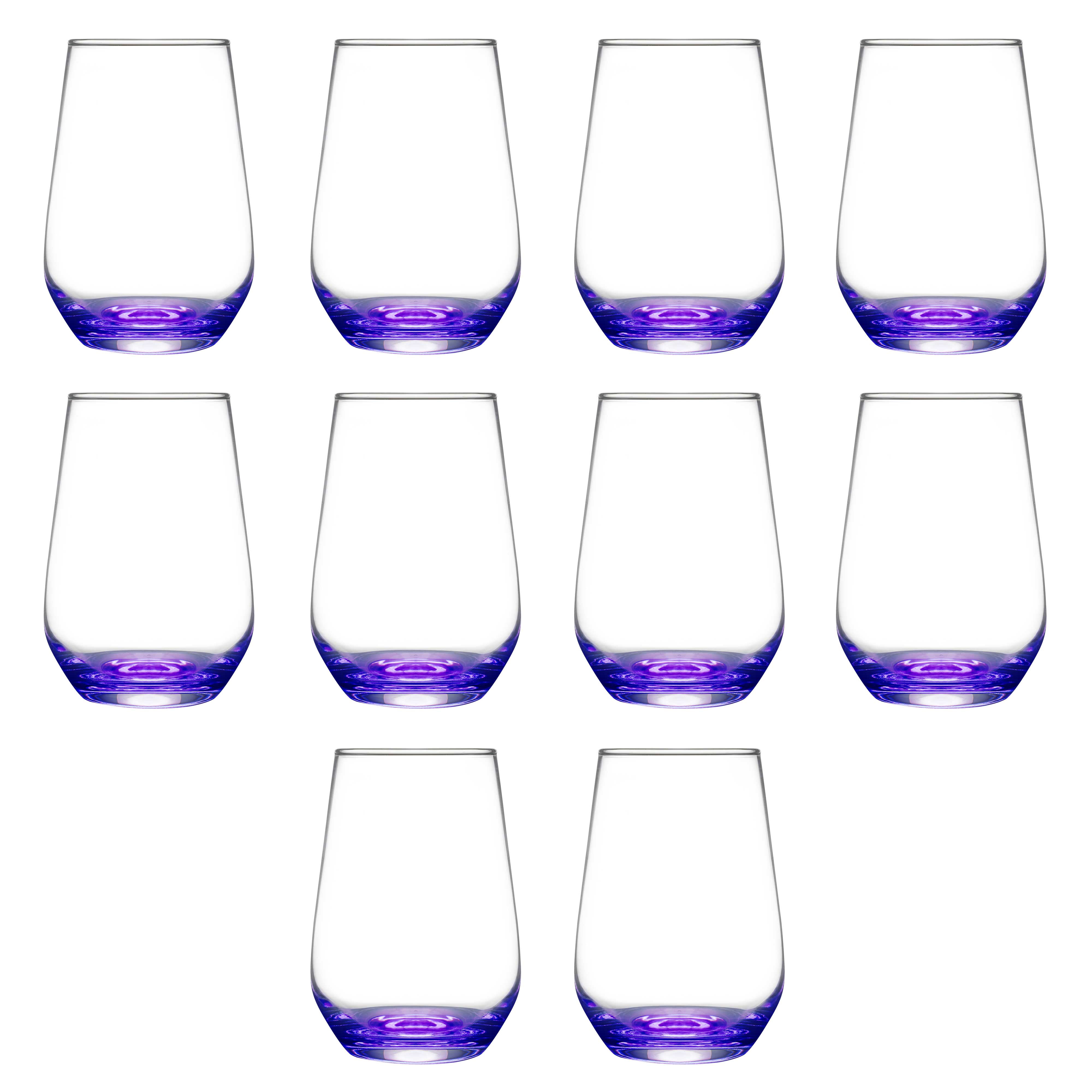 10 Vaso Silicia Stemless Wine Glasses Set, 16 oz. - Clear, Orb-Like ...