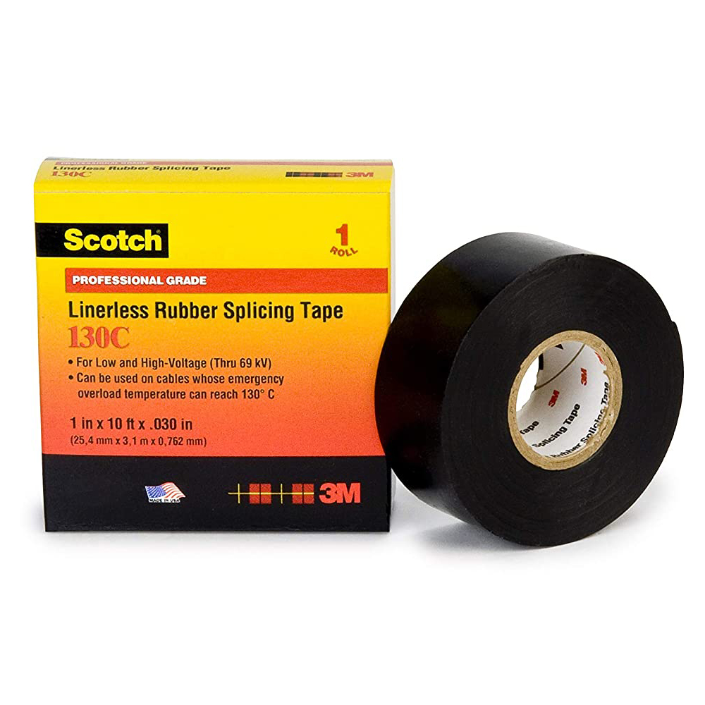3M 130C Scotch Linerless Rubber Splicing Tape 1 In X 10 Ft Black