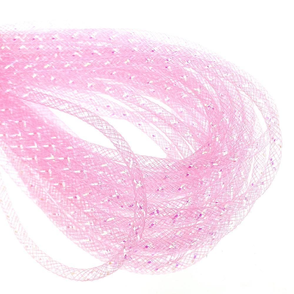 Iridescent Decor Mesh Tube Ribbon, 4mm, 20-Yard, Pink - Walmart.com