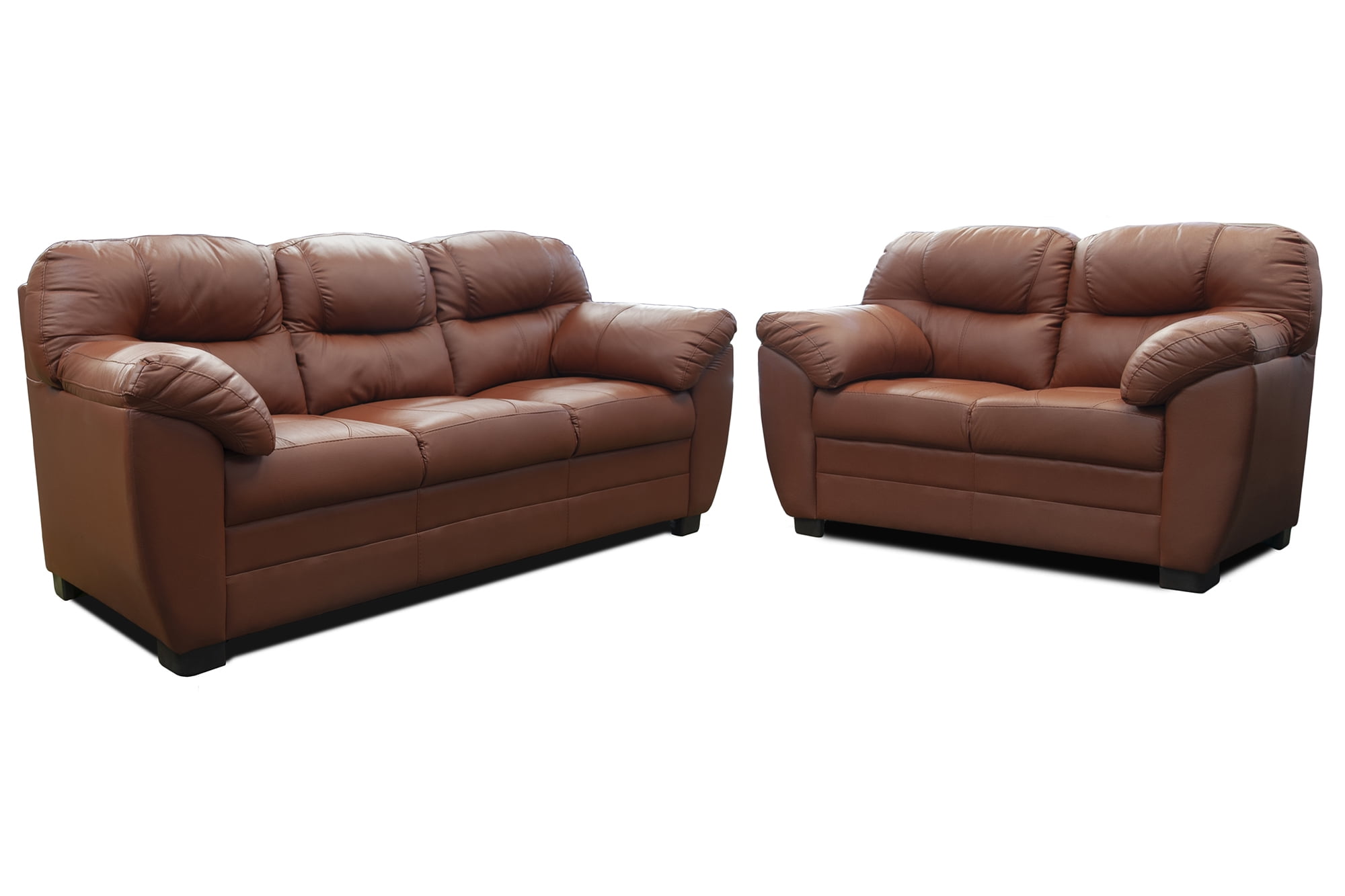 Sofá y Love Seat de Piel Genuina ConfortoPiel Palermo Chocolate ...