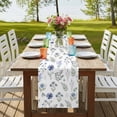 Blue Floral Spring Burlap Cotton Table Runner 18x72 Inches Long, Pine ...