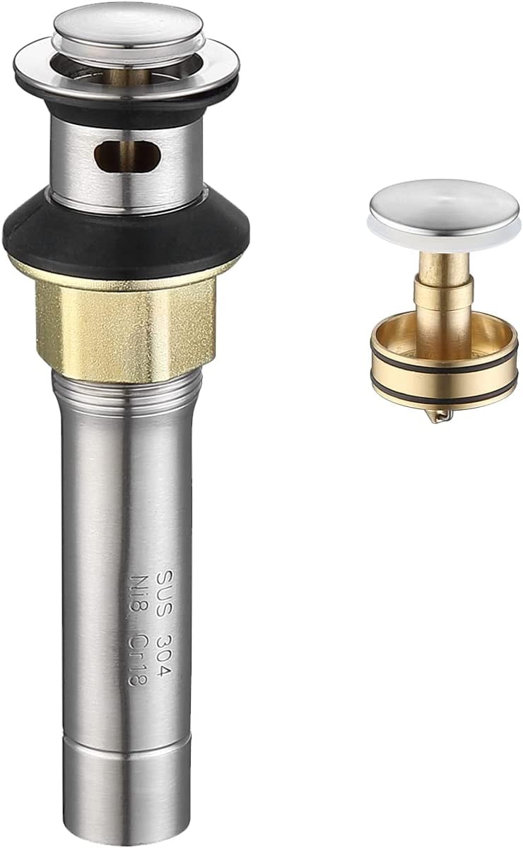 GELE Brushed Nickel Pop-Up Drain Stainless Steel With Overflow Anti ...