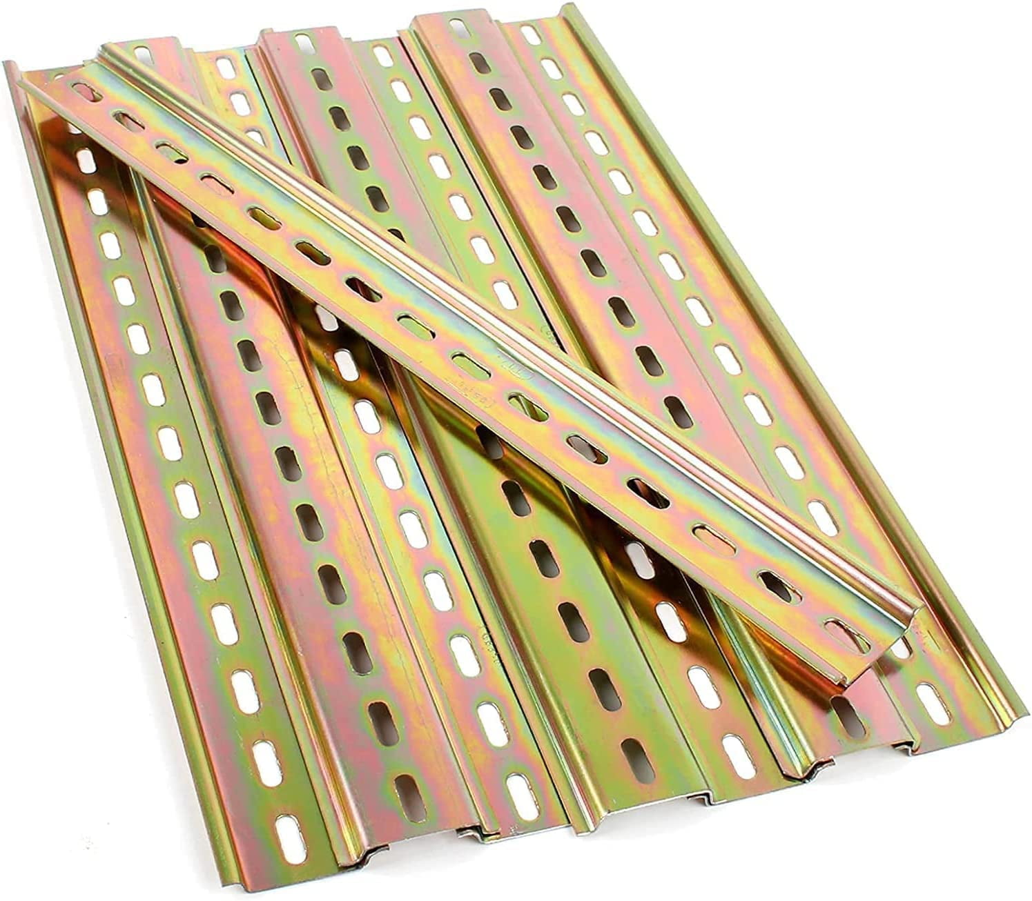 8 Pcs Din Rail, 35mm Width Slotted Din Rail Iron Din Mounting Rail for ...