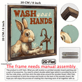 1pc Cute Rabbit Washing Paws at Sink Vintage Wood Framed Wall Sign ...