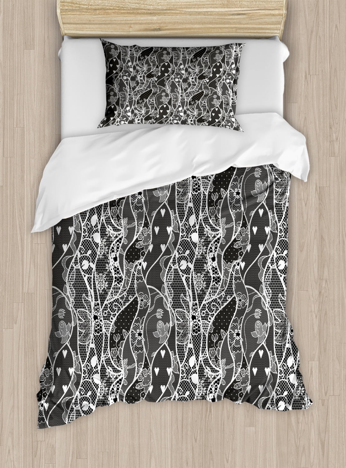 Gothic Duvet Cover Set Twin Size, Vintage Royal Composition with Rose ...