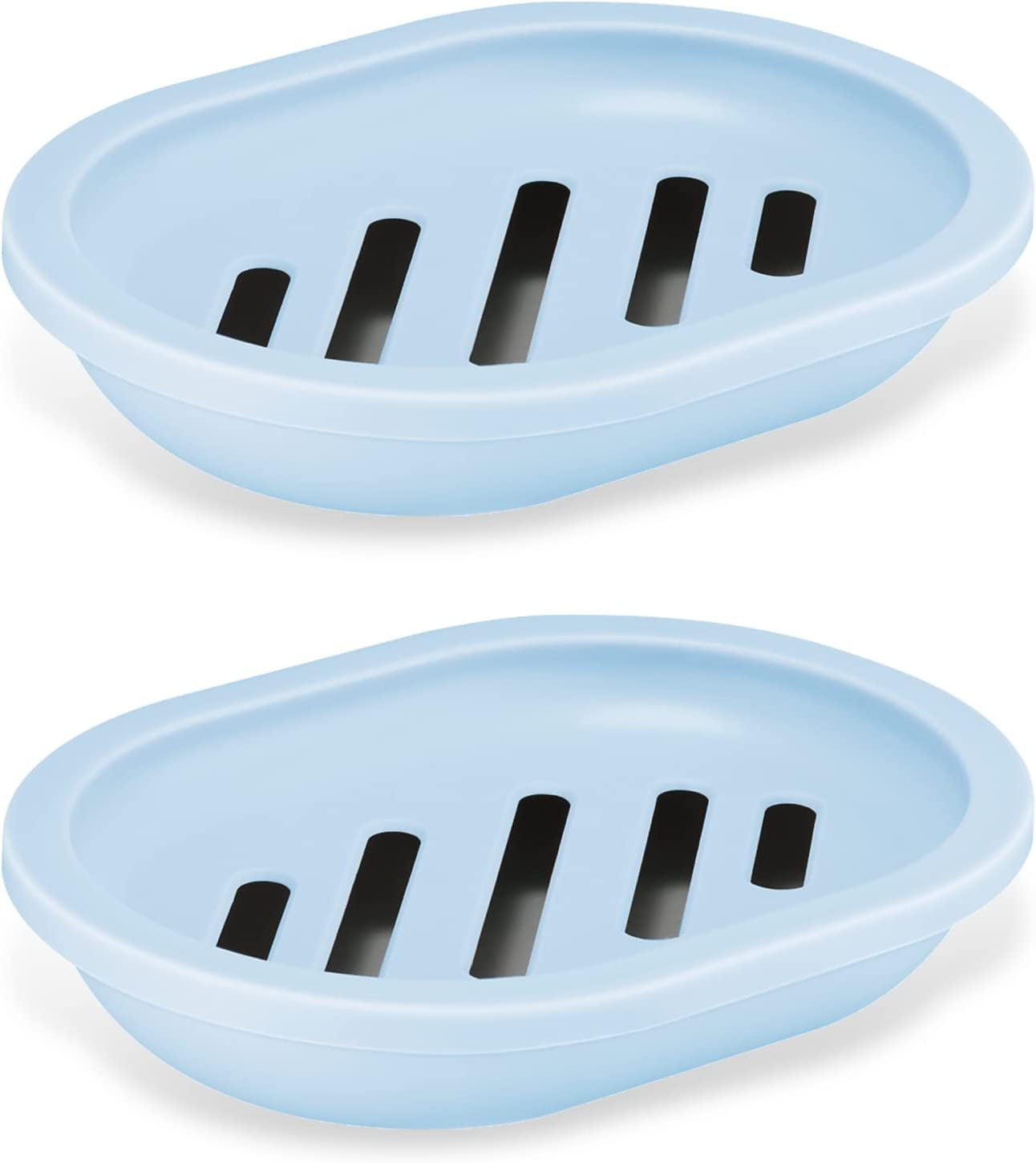 2 Pack Soap Dish with Drain Double-Layer Bar Soap Holder Soap Saver ...