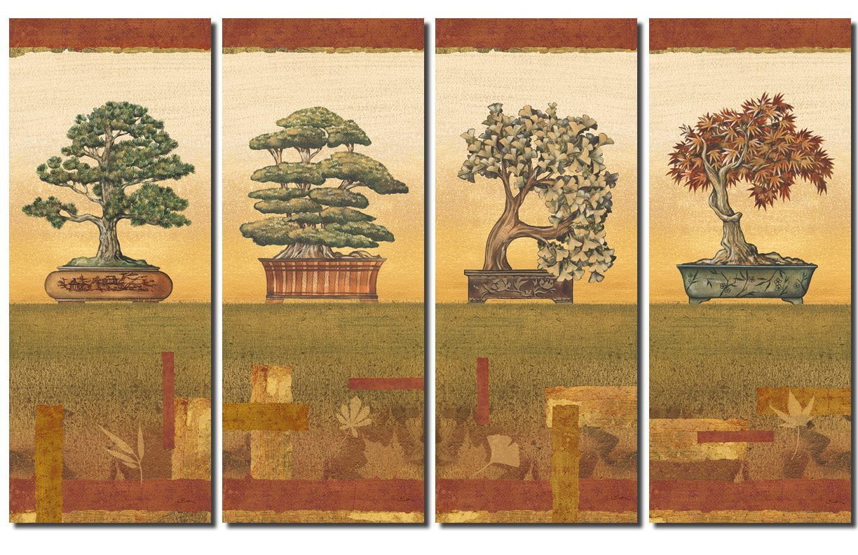Bonsai I Classic, Retro Japanese Bonsai Trees; Four 8X20 Poster Prints ...