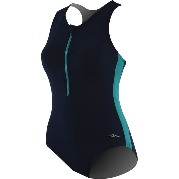 Dolfin Womens Zip Front Racerback Swimsuit