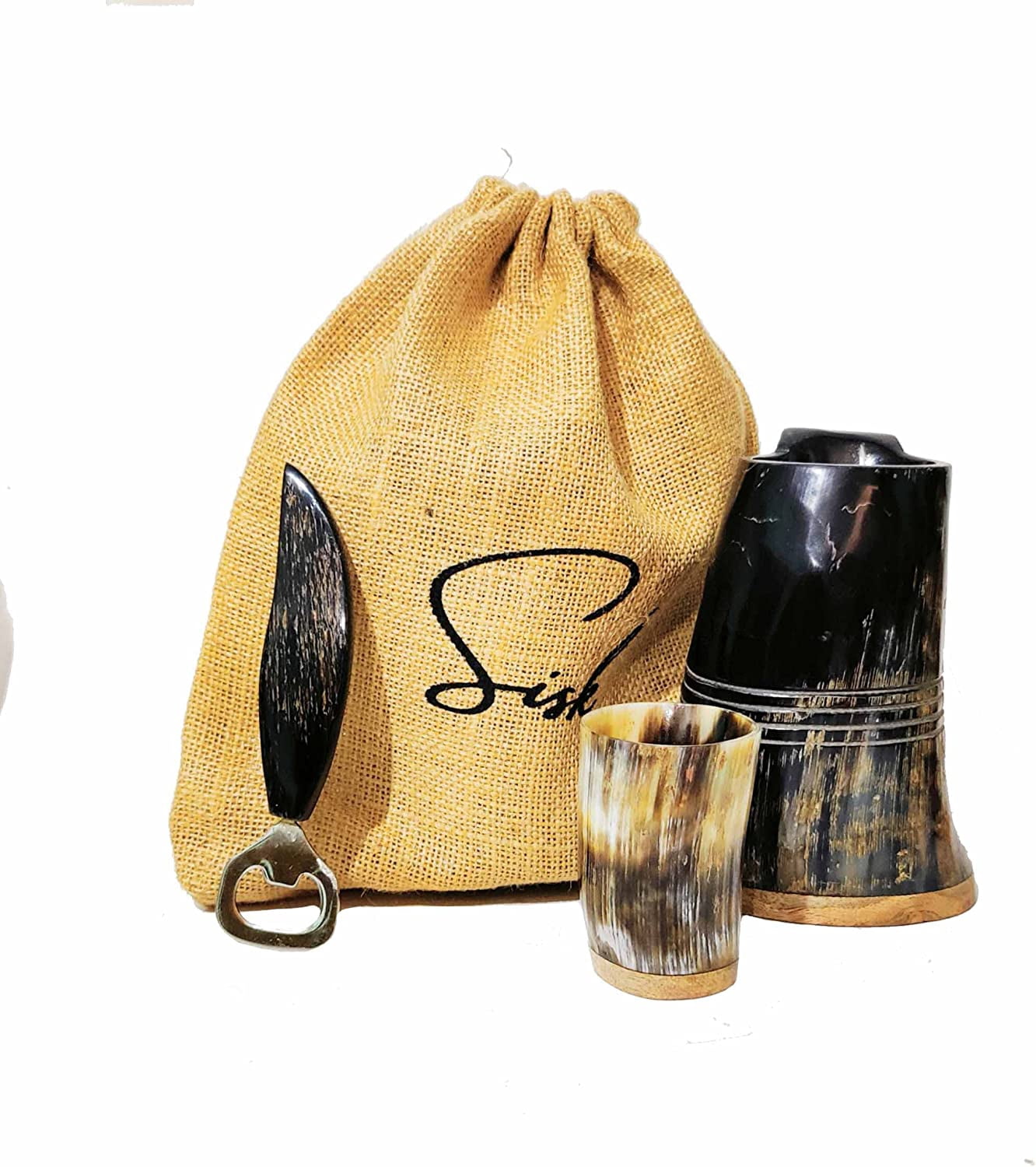 SISK Viking Horn Mug With Gift Bag - Food Grade Medieval Style Man's ...