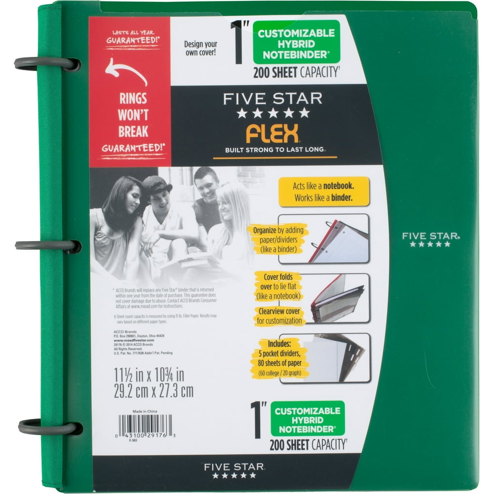 Five Star FiveStar Flex Hybrid 1" NoteBinder, Green, 1 Each (Quantity ...