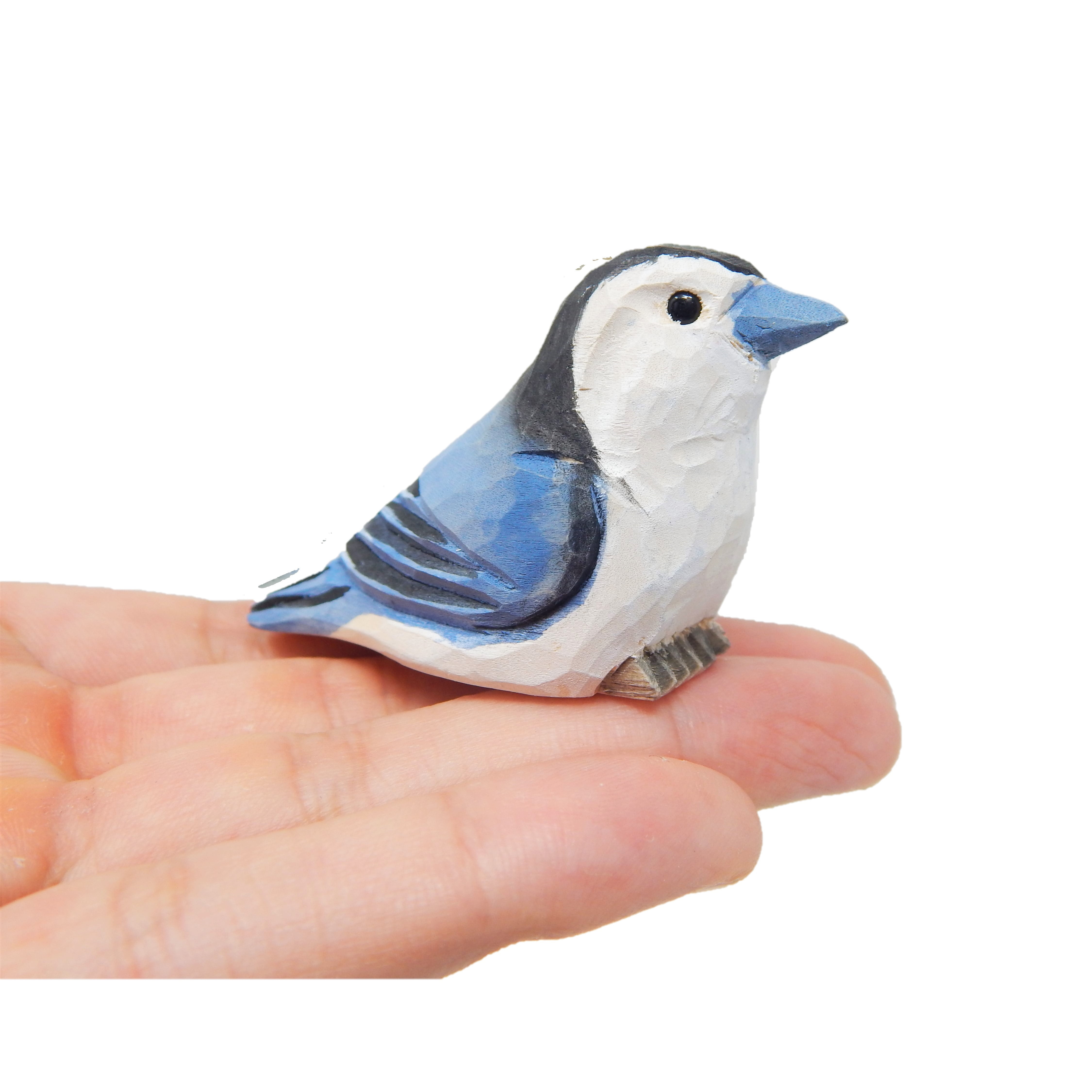 Nuthatcher Blue Wood Figurine Nutcracker Bird Garden Statue Sculpture ...
