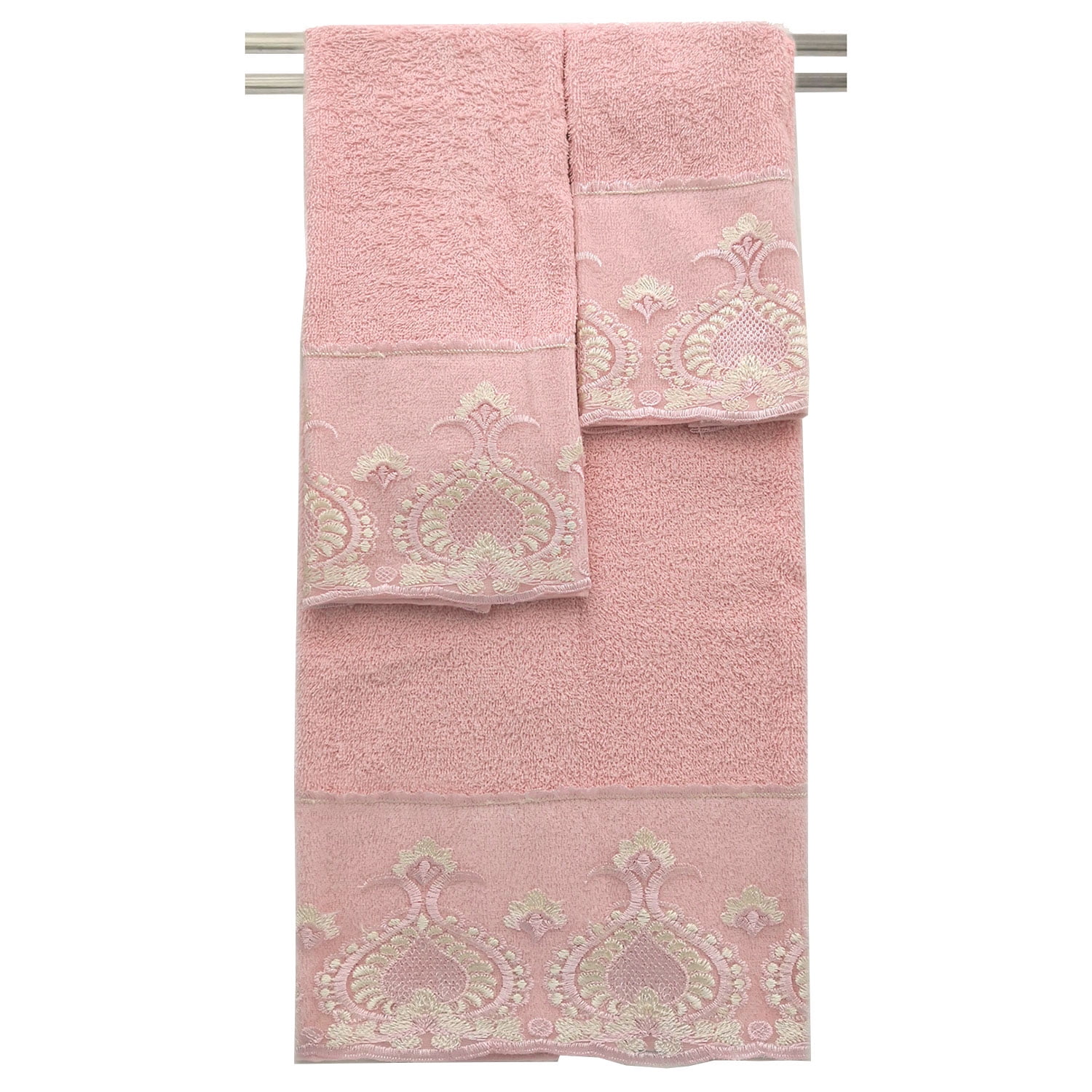 Simpatico 3-Piece Floral Embroidered Cotton Decorative Bath Towel Set ...
