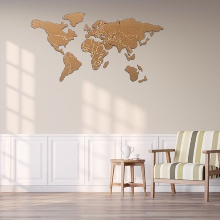 Travel World Map Strip Wooden Cork World Travel Map Board with Push ...