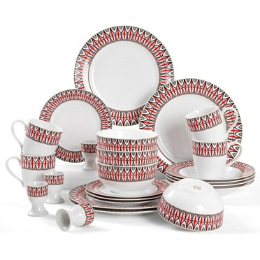 12 Piece Porcelain Dinnerware Set, Premium Plates and Bowls with Golden ...