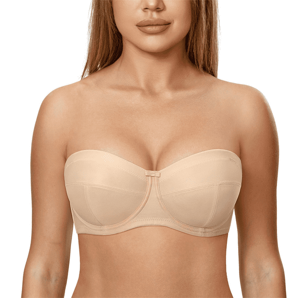DELIMIRA Women's Strapless Bra Plus Size Underwire Multiway Unlined Bras - Walmart.com