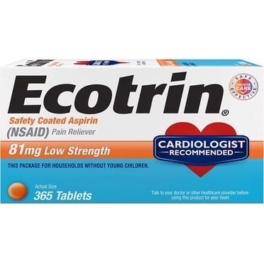 Ecotrin Low Strength Aspirin, 81mg Low Strength, 365 Safety Coated ...