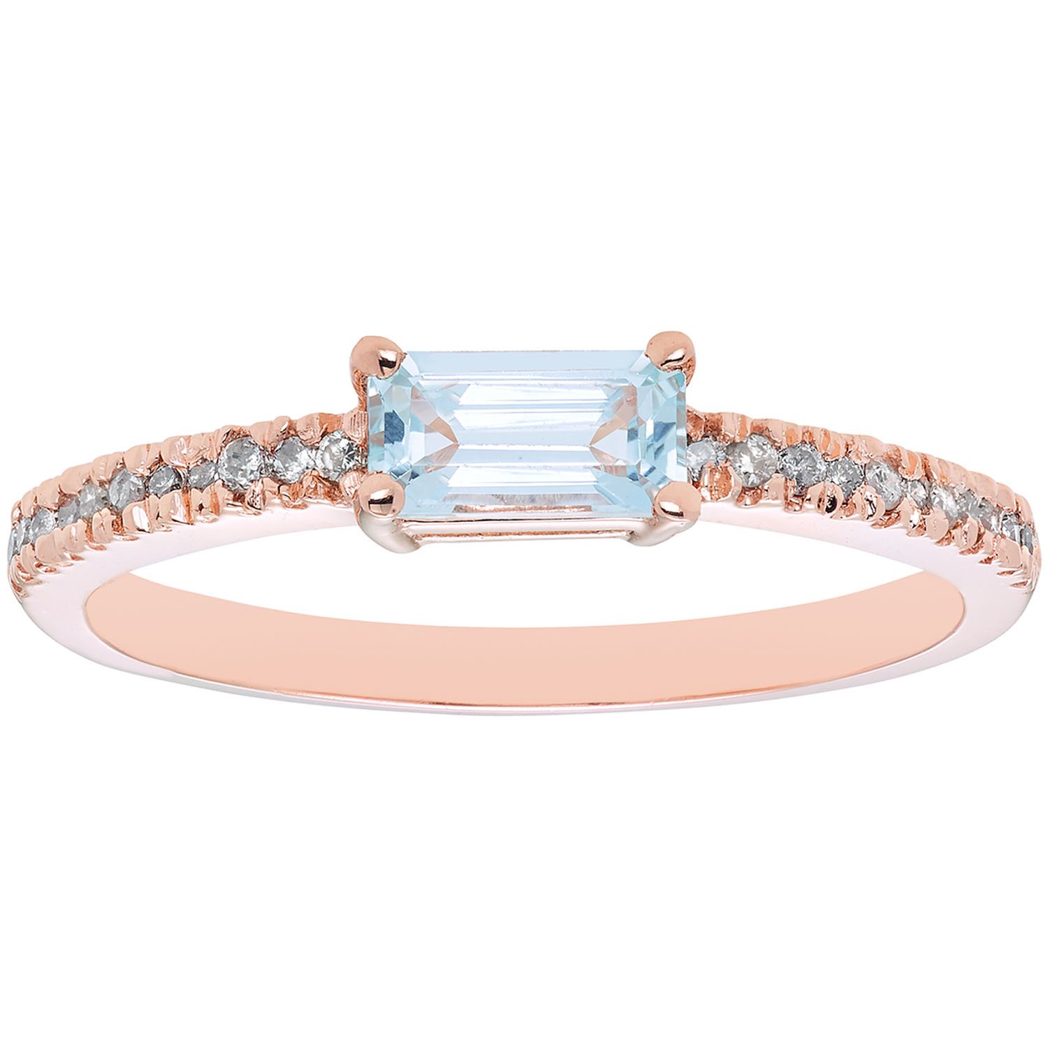 Baguette Cut Gemstone and 0.10 CT. T.W. Diamond Ring in 14K Gold ...