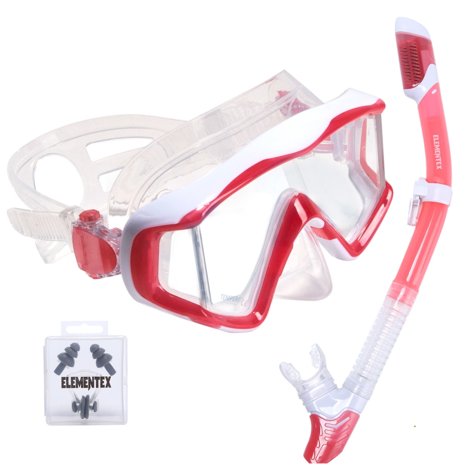 ELEMENTEX Panoramic Scuba Diving Mask with Dry Top Snorkel Set and Mesh ...