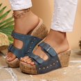 Bibifish Womens Wedge Slide Sandals Retro Rivet Suede Dual Buckle Slip ...