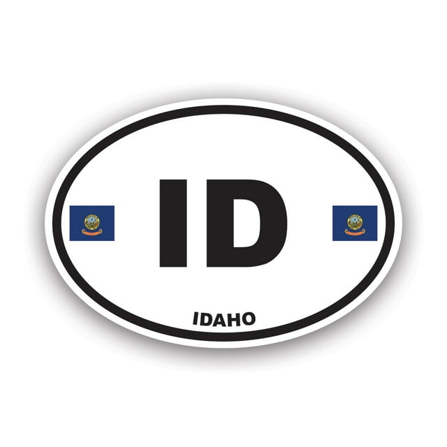 Idaho Flag Oval Sticker Decal - Self Adhesive Vinyl - Weatherproof - Made in USA - id euro ...