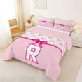 Erosebridal Bow Letter R Full Size Comforter Sets for Girls, Pink ...