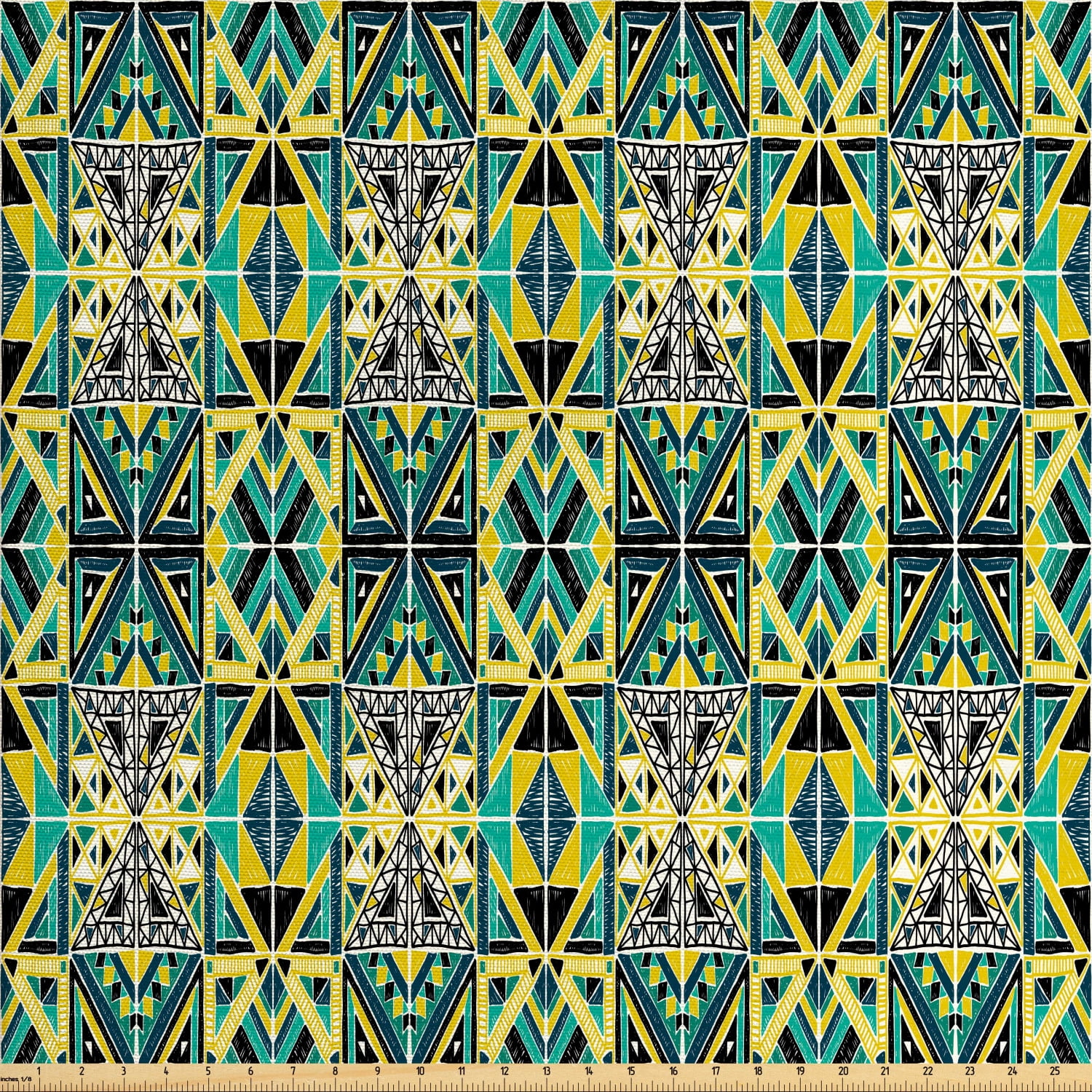 Aztec Sofa Upholstery Fabric by the Yard, Geometric Ornaments Drawn by ...